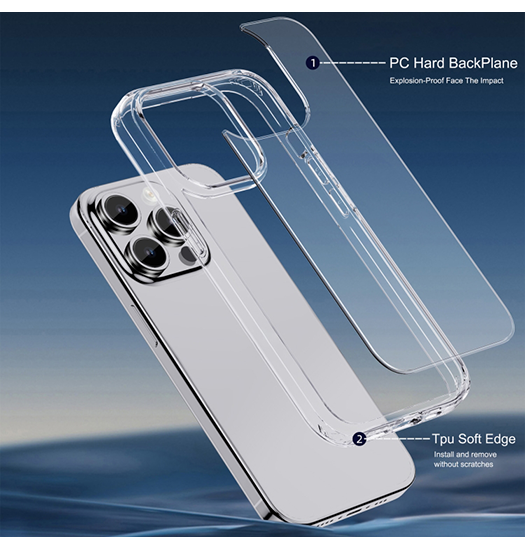 iPhone 15 Pro - iPAKY™ Hybrid Silikone Cover - Gennemsigtig – DeluxeCovers