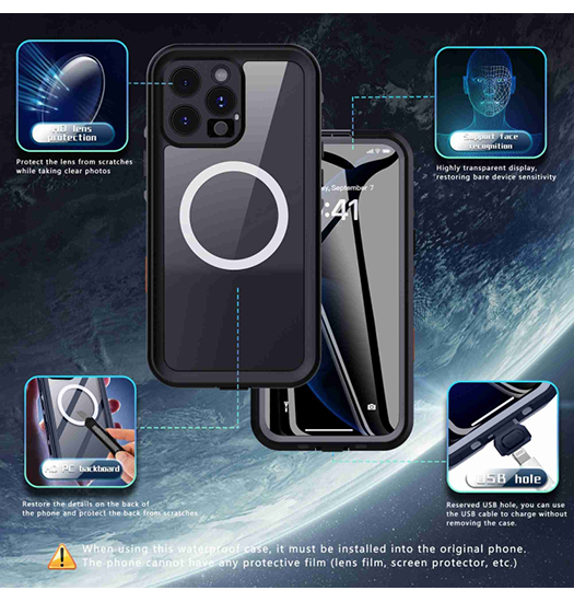 iPhone 16 Pro Max - Redpepper™ IP68 Vandtæt Håndværker Cover - Sort ...