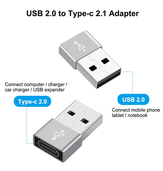 USB-A Han Til USB-C Hun - Adapter - Grå – DeluxeCovers