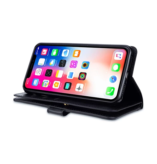 iPhone 14 Plus - Platinum Multi Etui M. 9 Kort Pung - Sort – DeluxeCovers