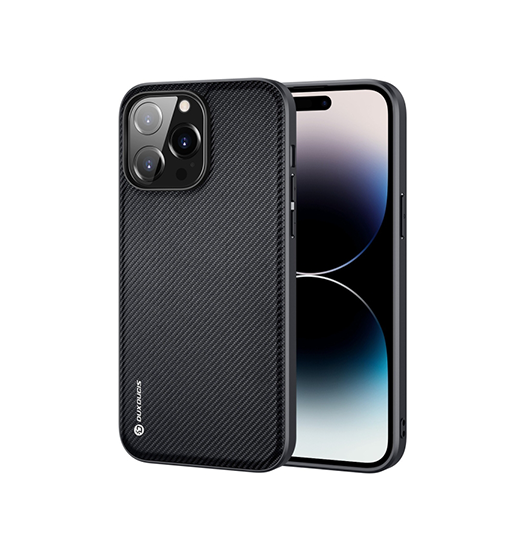 iPhone 14 Pro Max - DUX DUCIS® Luxe Cover - Tekstil Design - Sort ...
